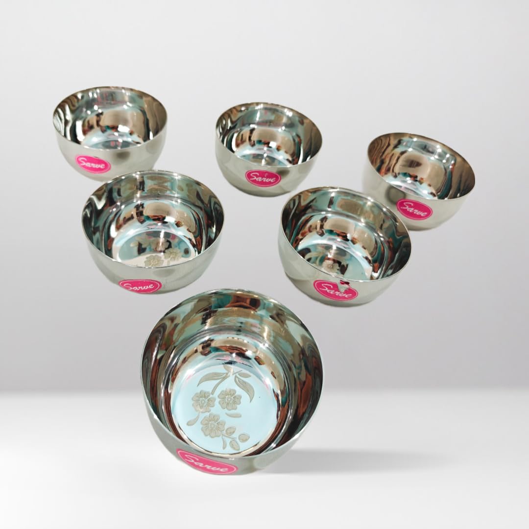 Buy Sarve Heavy Gauge Stainless Steel Solid Dal/Sabji Bowl/Katori/Wati ...