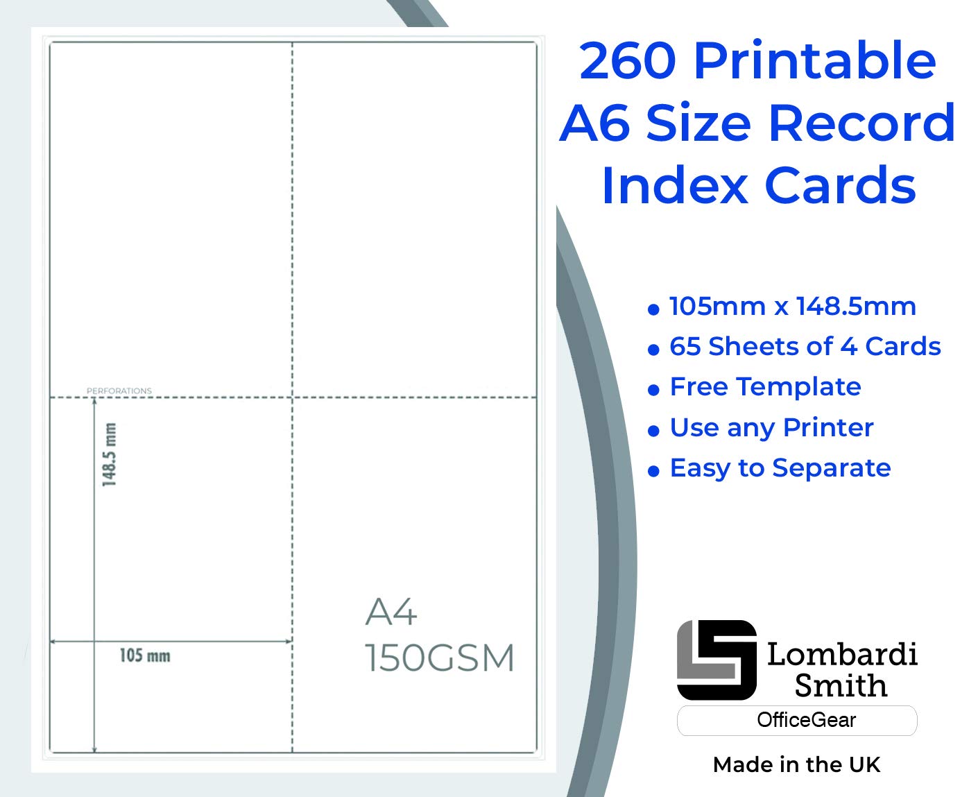 Buy OfficeGear A6 Card Perforated Printable Flash Card Study Revision ...