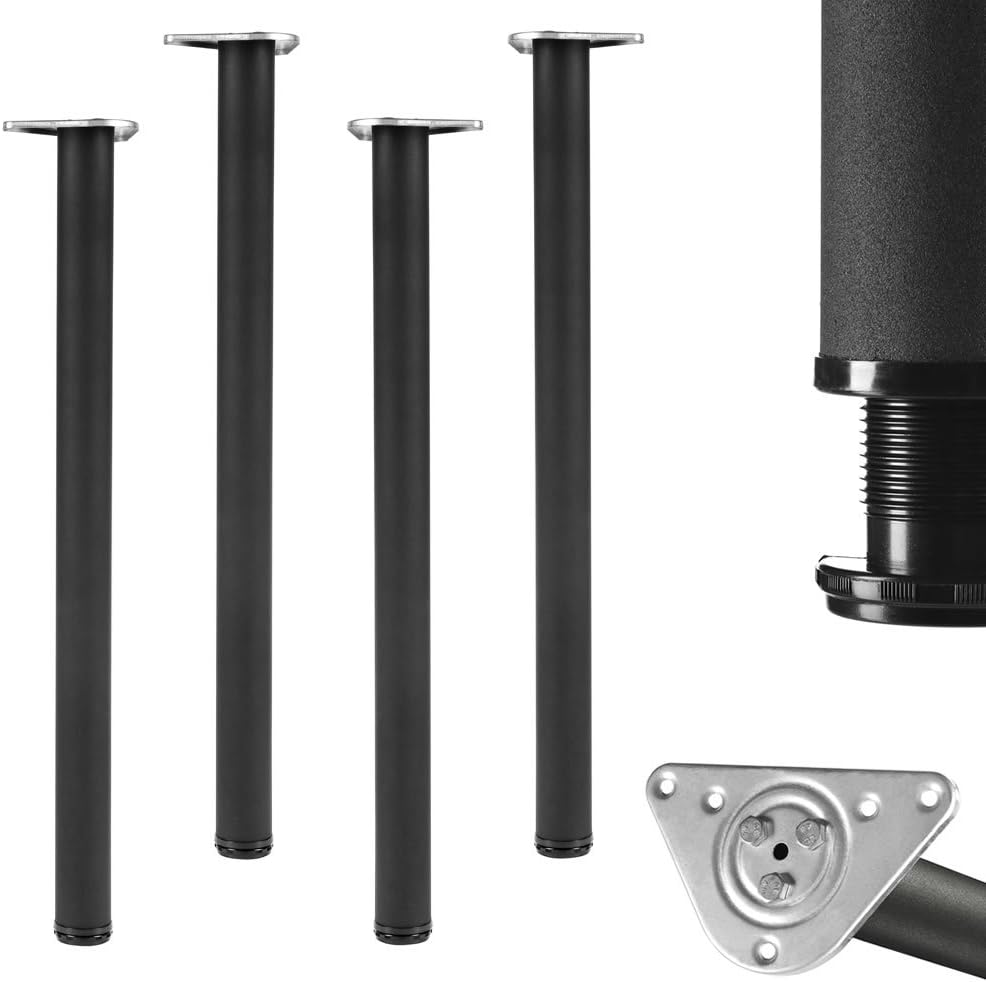 Melko Tischbein 4 Stück - 870mm Tischfuß Möbelfuß Stahl schwarz rund Ø ...