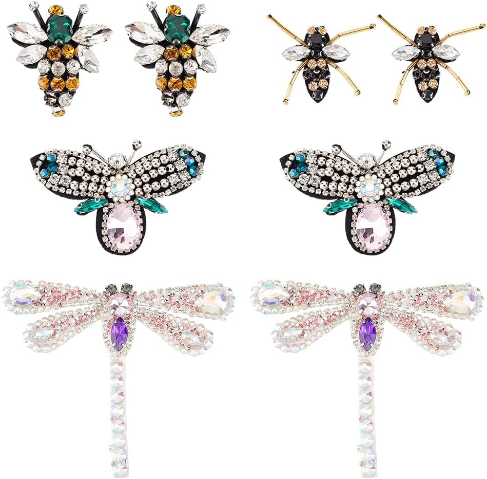 Amazon.com: Wixine 4Pcs Bees Sequins Rhinestones Bead Brooch Patches ...
