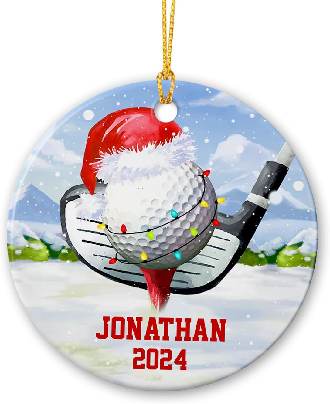Amazon.com: Golf Ceramic Ornament, Personalized Golf Ball Santa ...