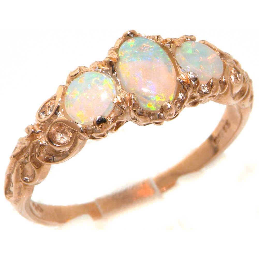 14k Rose Gold Real Genuine Opal Womens Band Ring – faustomorena
