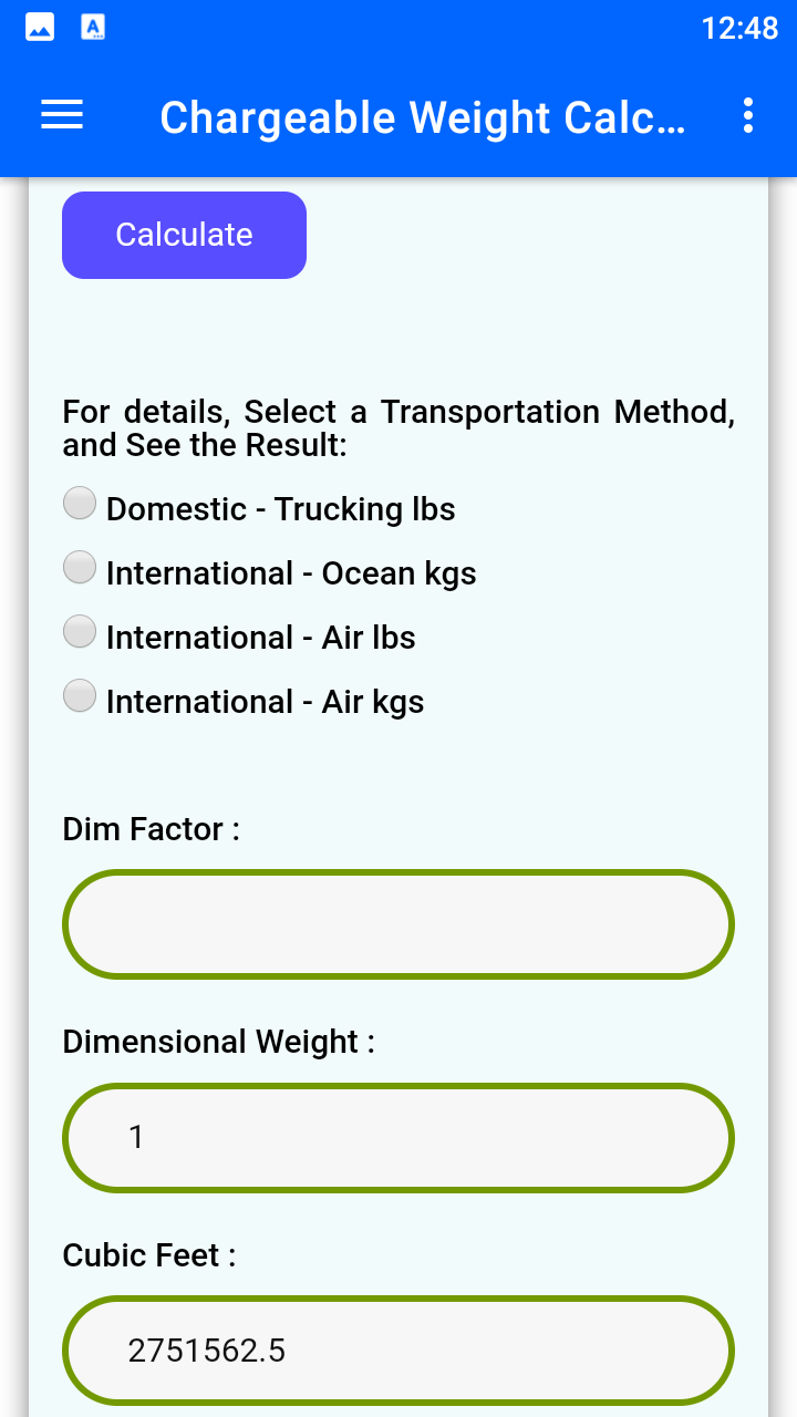 Chargeable Weight Calculator:Amazon.com:Appstore for Android