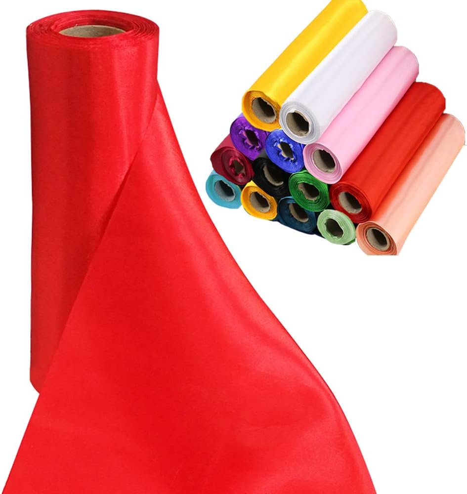 Time to Sparkle 29cmx20m (Red) Satin Roll Sash Fabric Chair Cover Bows ...
