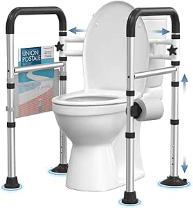 Amazon.com: Toilet Safety Rails for Seniors, Adjustable Toilet Safety Frame with Handles for ...