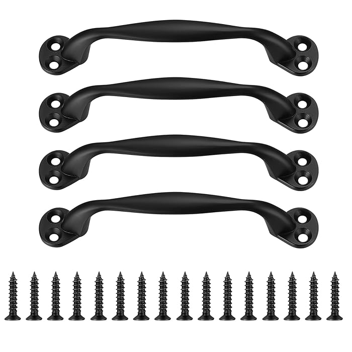 Buy 4 Pcs Doors Pull Handles, Black Sliding Barn Door Handles, Retro ...