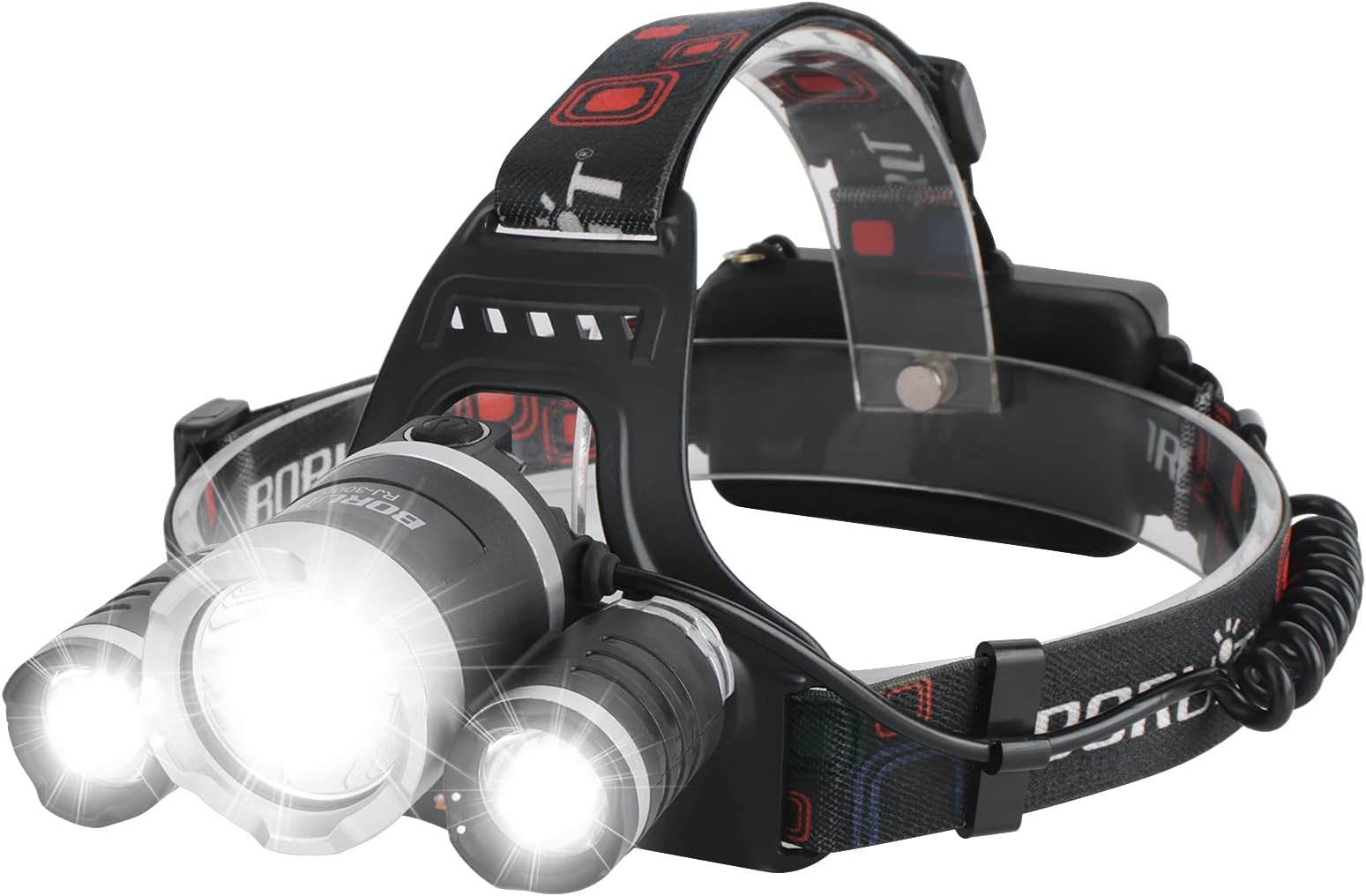 BORUIT RJ-3000 Headlamp Rechargeable LED Head Lamp Super Bright 5000 ...
