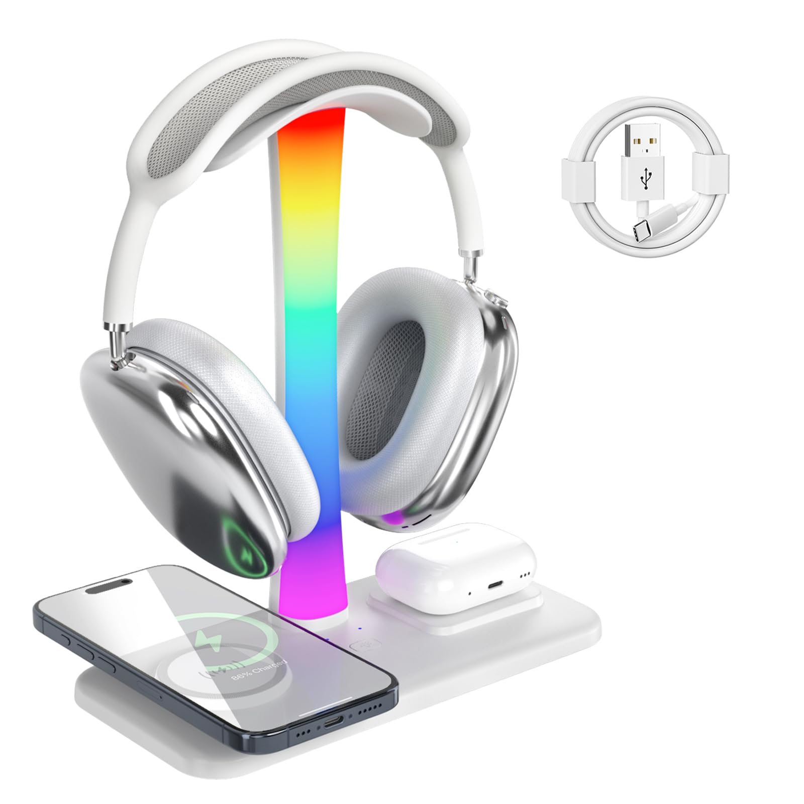 Amazon.com: Headphone Stand with Wireless Charger,Gaming Headset Stand ...