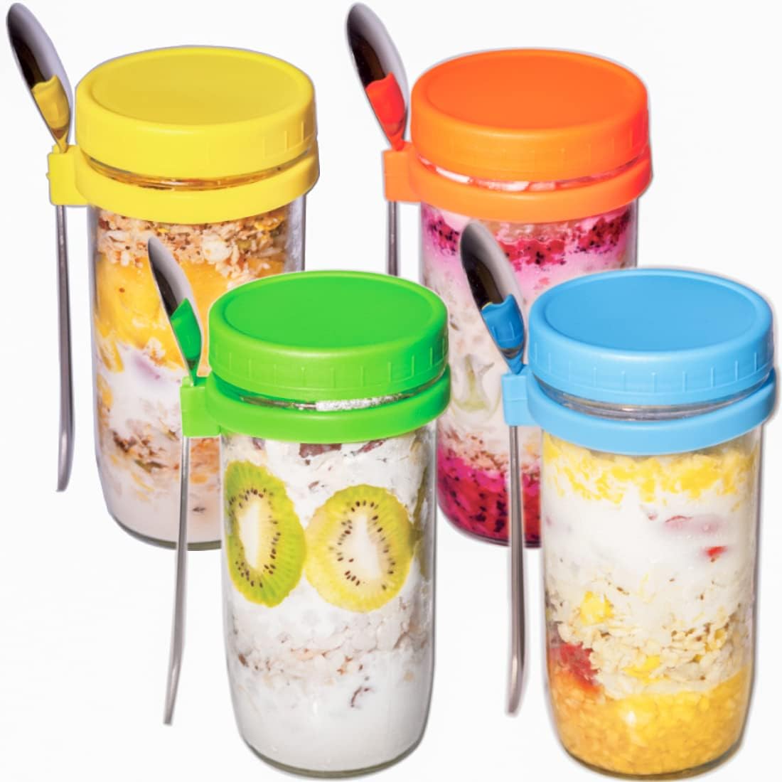 Amazon.com: Overnight Oats Containers with Lids and Spoons, 4 Pack 21 ...