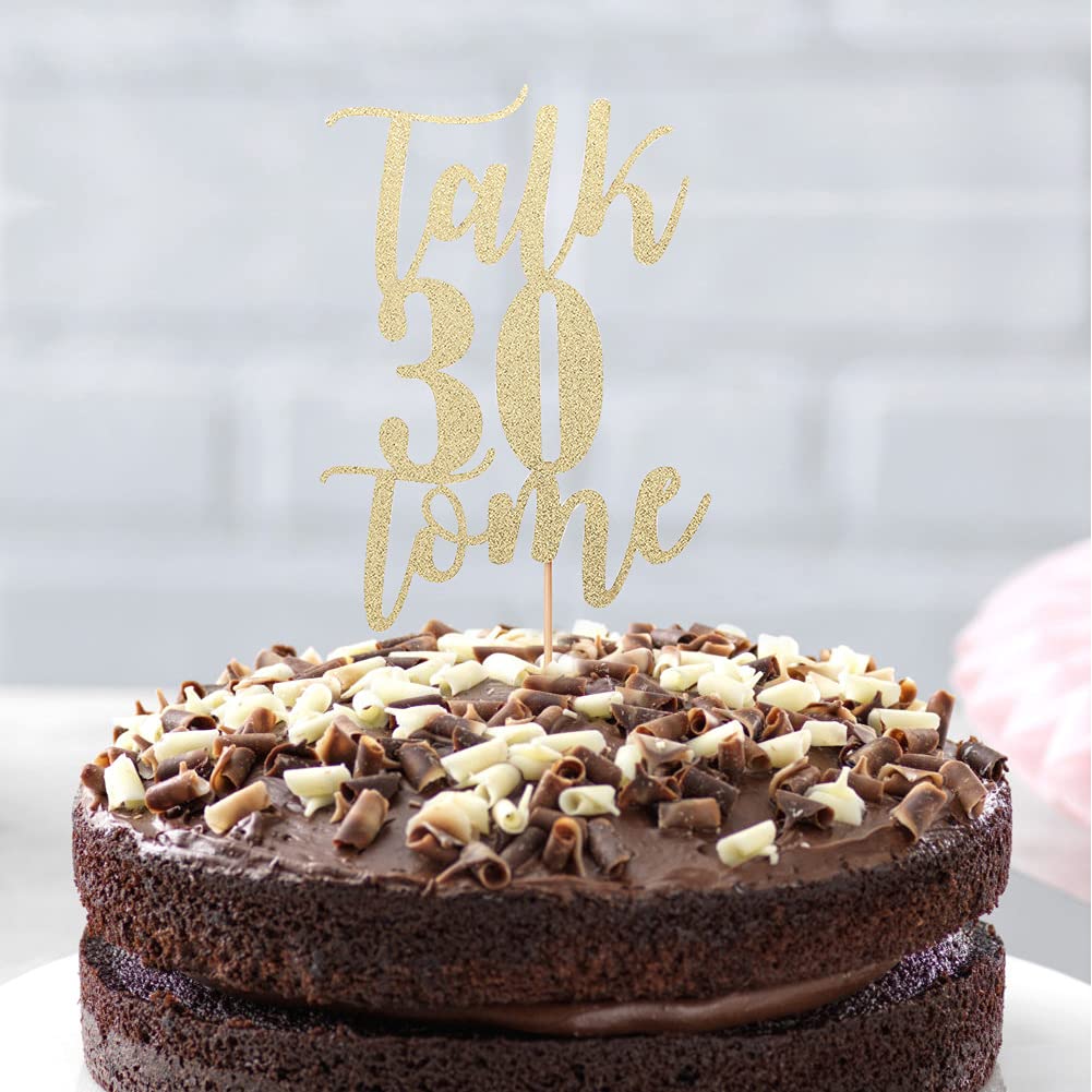 Buy Talk 30 to Me Cake Topper - Golden Glitter Cake Decorations ...