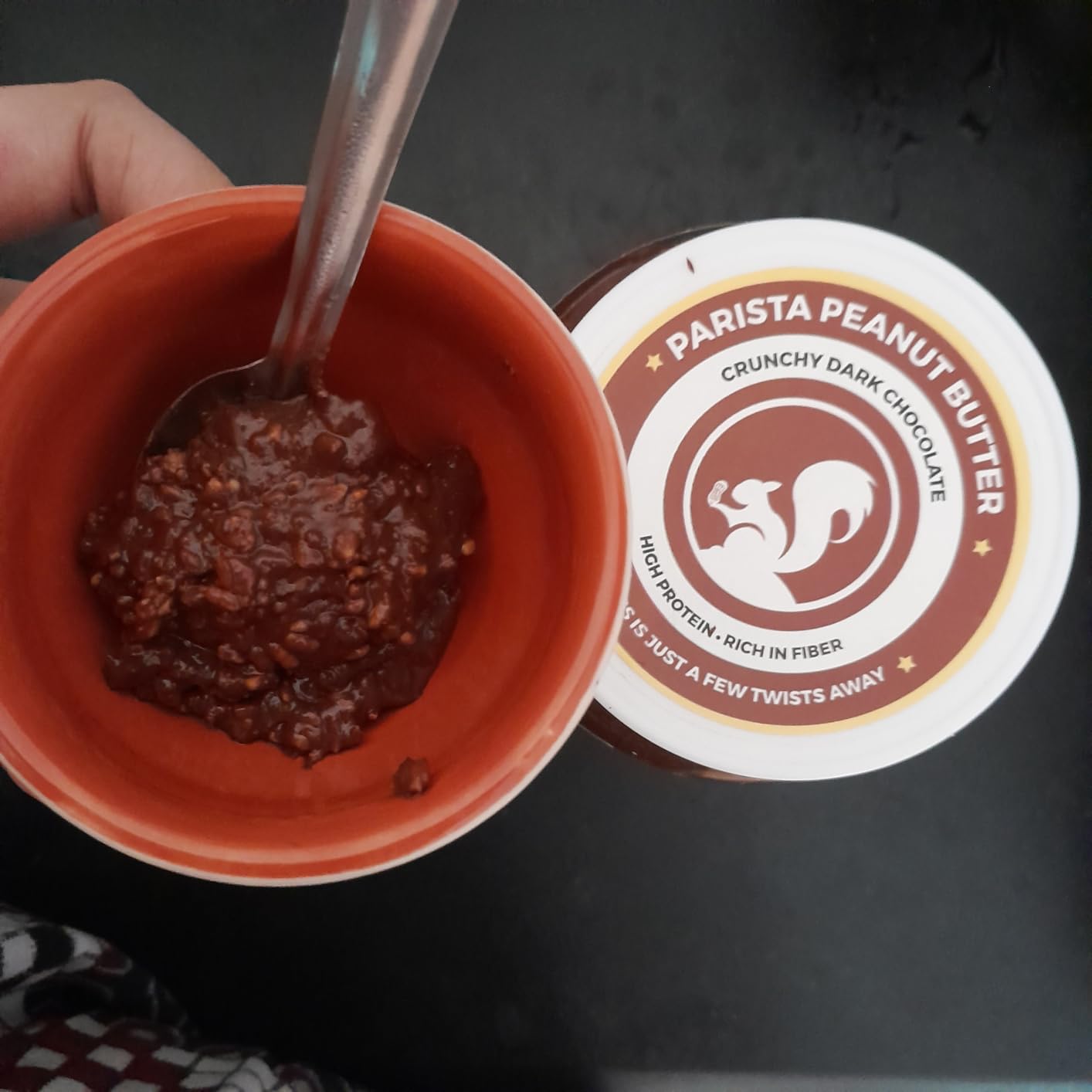 Parista Dark Chocolate Peanut Butter Crunchy (1 kg) | High Protein | Super Crunchy | Chocolate ...