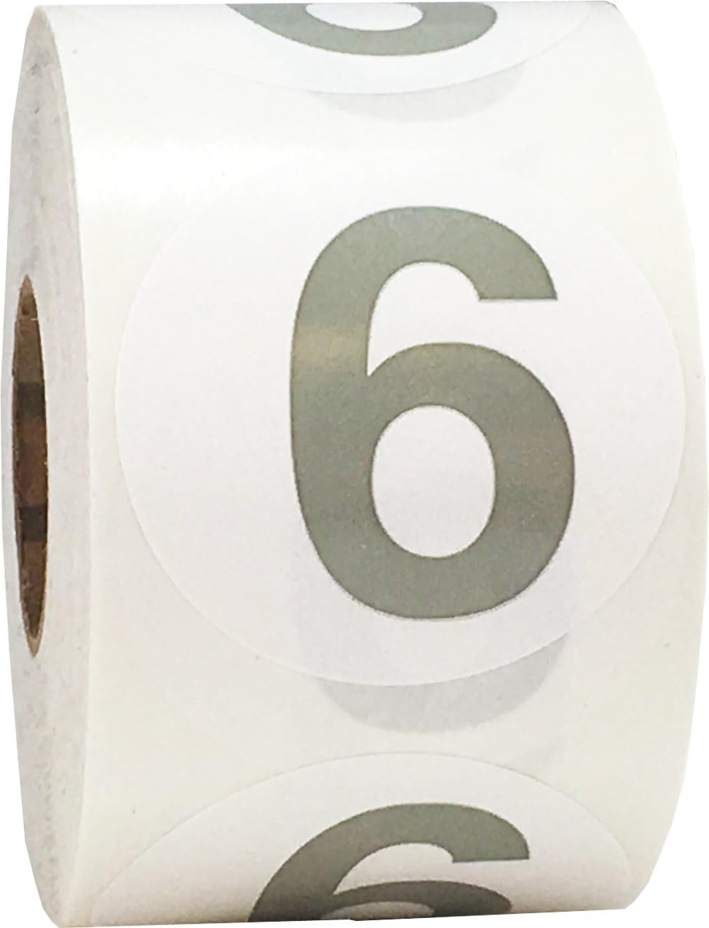Amazon.com : Grey Number 6 Circle Stickers, 1.5 Inch Round Adhesive ...