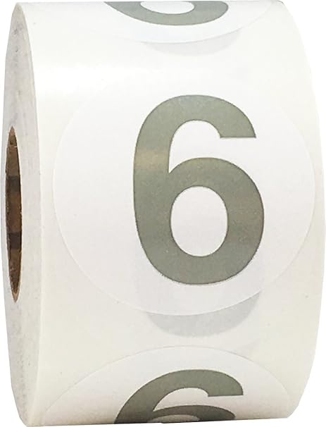 Amazon.com : Grey Number 6 Circle Stickers, 1.5 Inch Round Adhesive ...