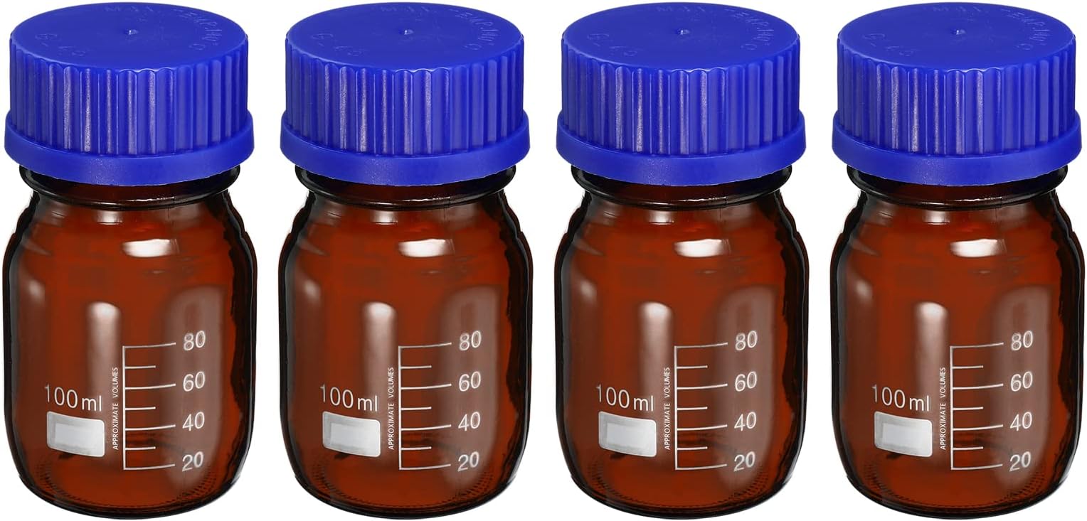 Amazon.com: Pastein 20 Pieces Amber Glass 100 mL Graduated Round Lab ...