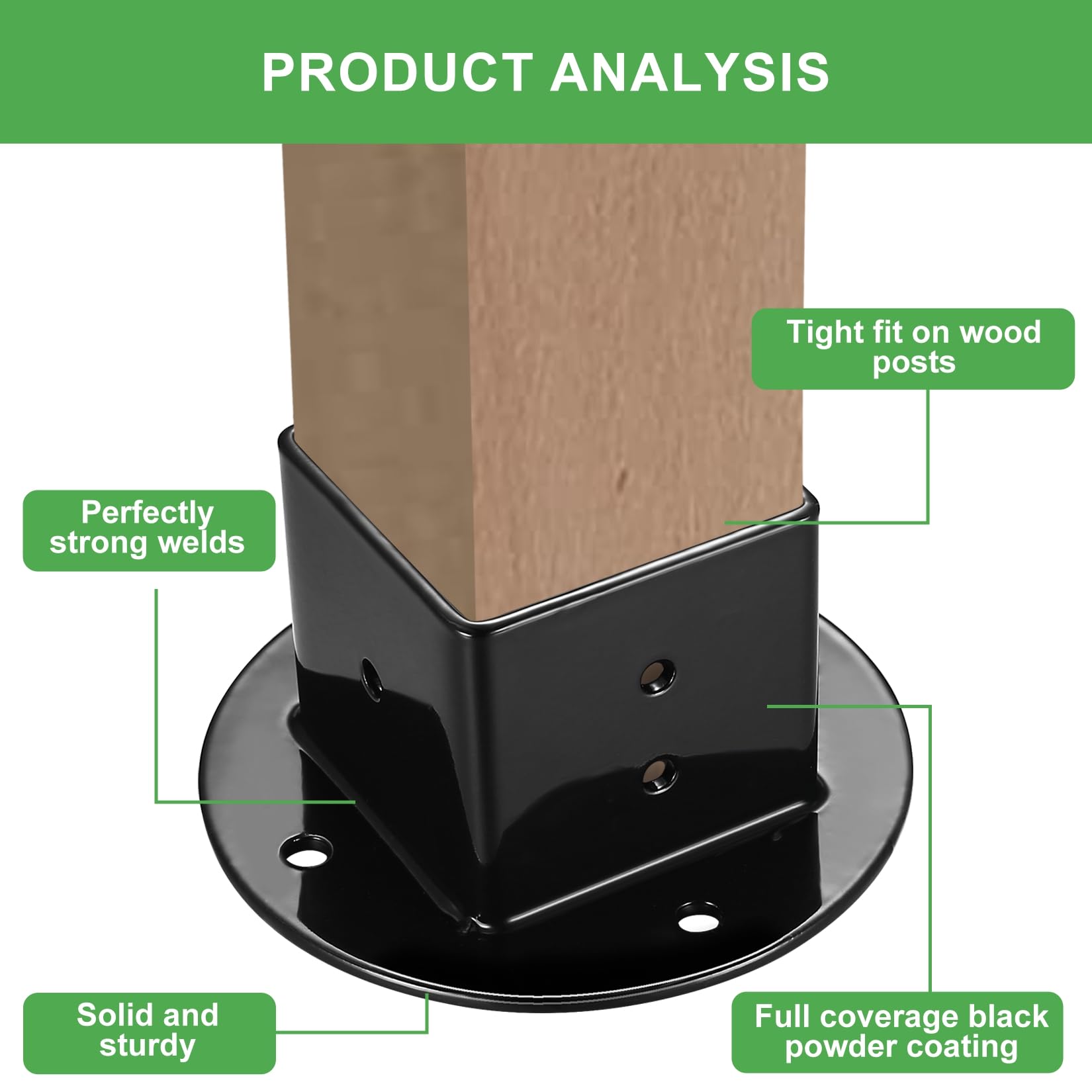 Snapklik.com : 2pcs Floor Flange Post Base, 50x50 Mm Post Anchor Heavy ...