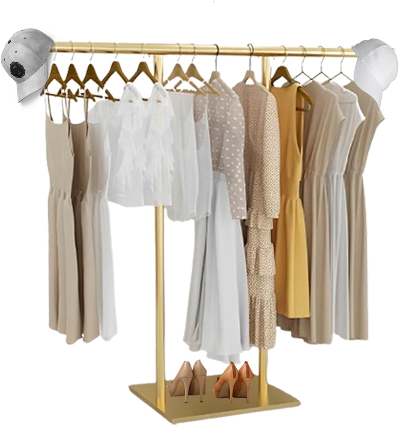 Amazon.com: Metal Clothing Rack Standing Garment Rack Boutique Rolling ...