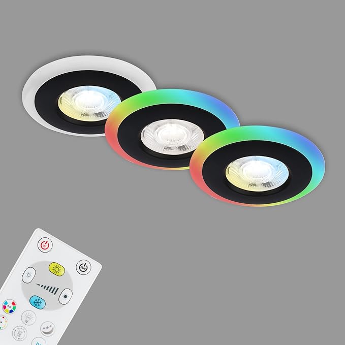 BRILONER Leuchten - 3er Set Einbauleuchten Decke LED, LED Lichtring RGB ...