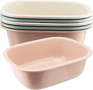 SOUJAP 6 PCS 12 Quart Plastic Wash Basin, Stackable Rectangular Dish ...
