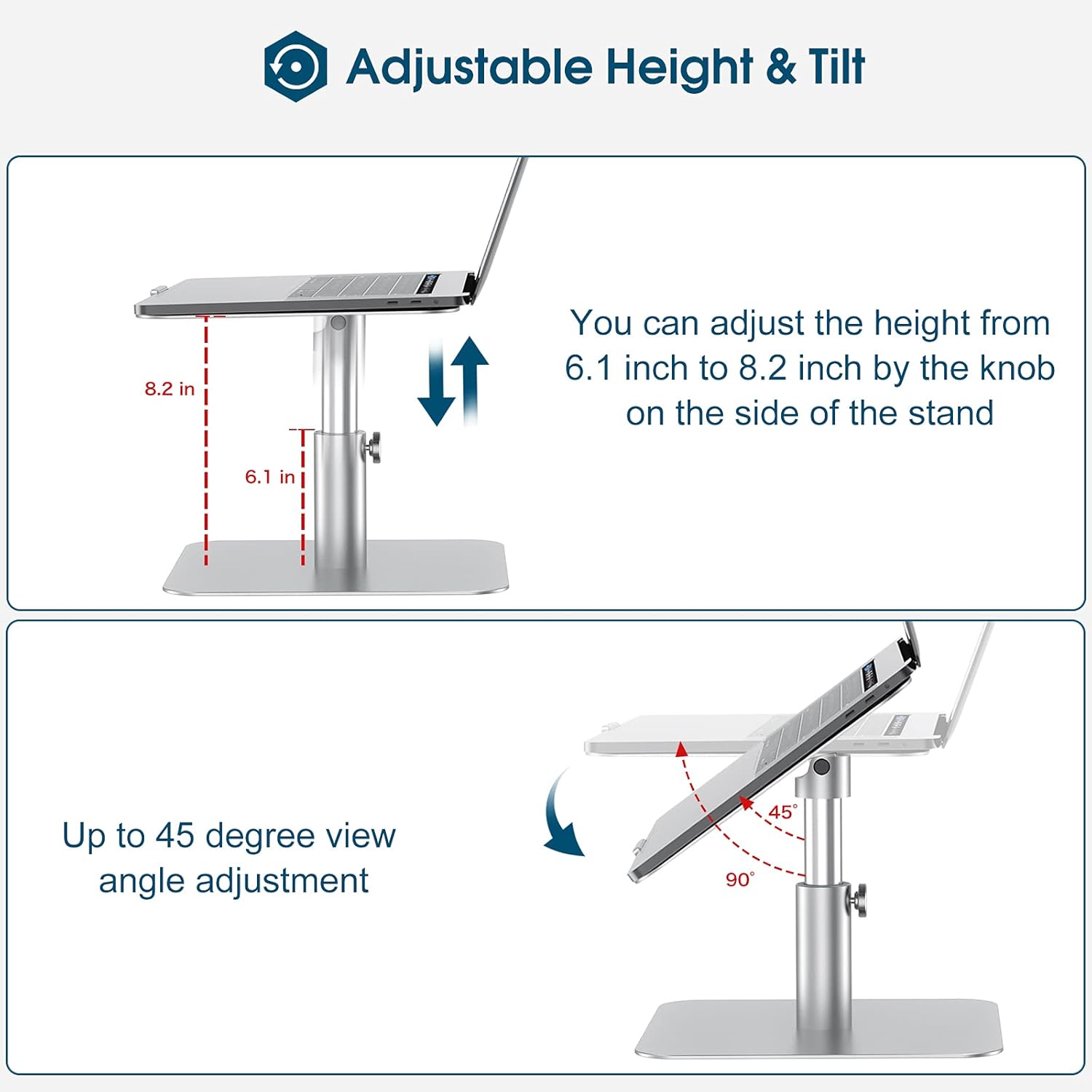 ProCase Swivel Laptop Stand, Multi-Angle Tilt & Height Adjustable ...