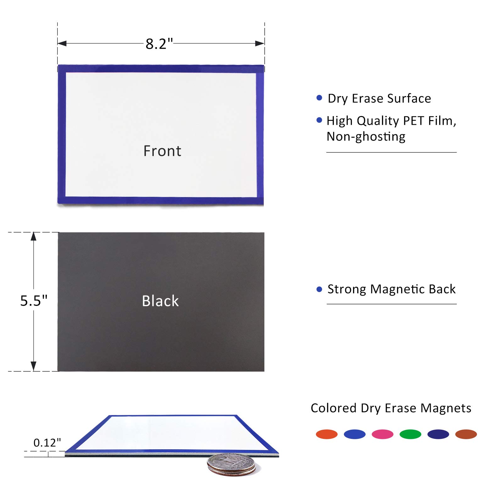 Snapklik.com : 6Pcs Magnetic Dry Erase Labels Extra-Large, 82x55 Thick ...