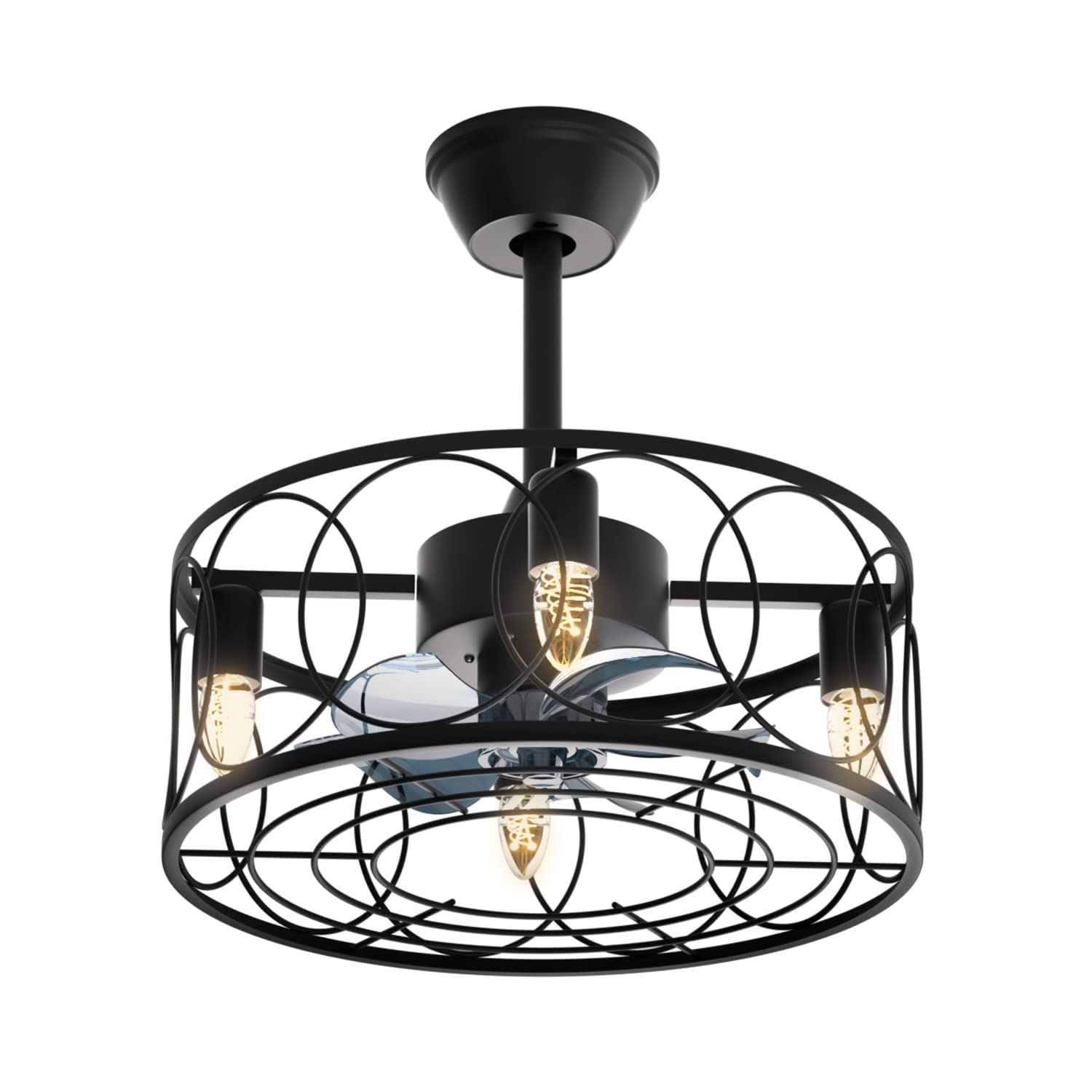 Amazon.com: mollie 18 Inch Farmhouse Caged Ceiling Fan with Light ...