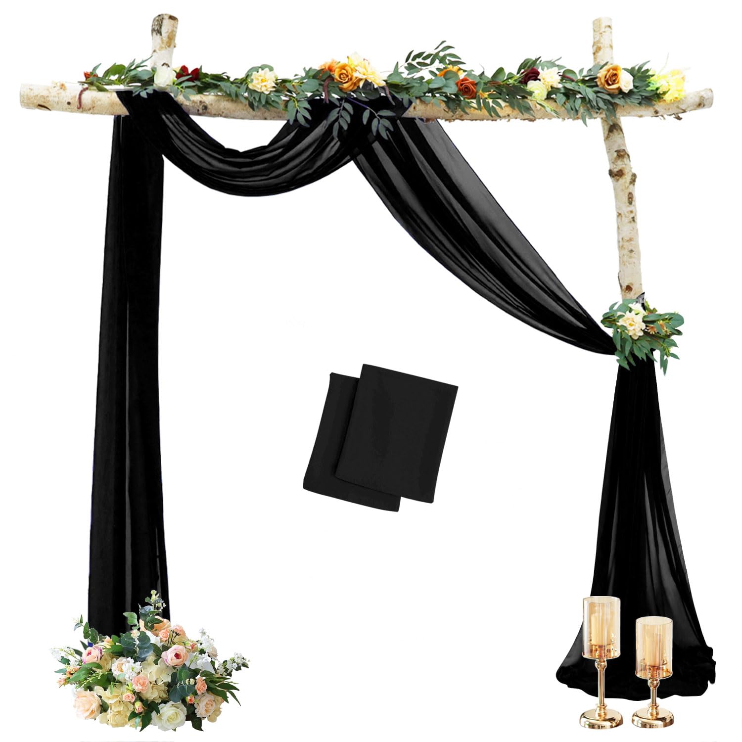Amazon.com: MODFUNS Wedding Arch Draping Fabric Black Sheer Fabric for ...
