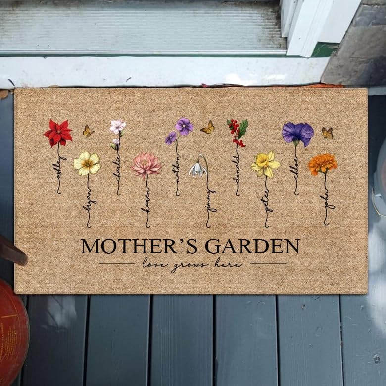 Amazon.com: Pofily Personalized Doormat, Mother's Garden Doormat, Birth ...