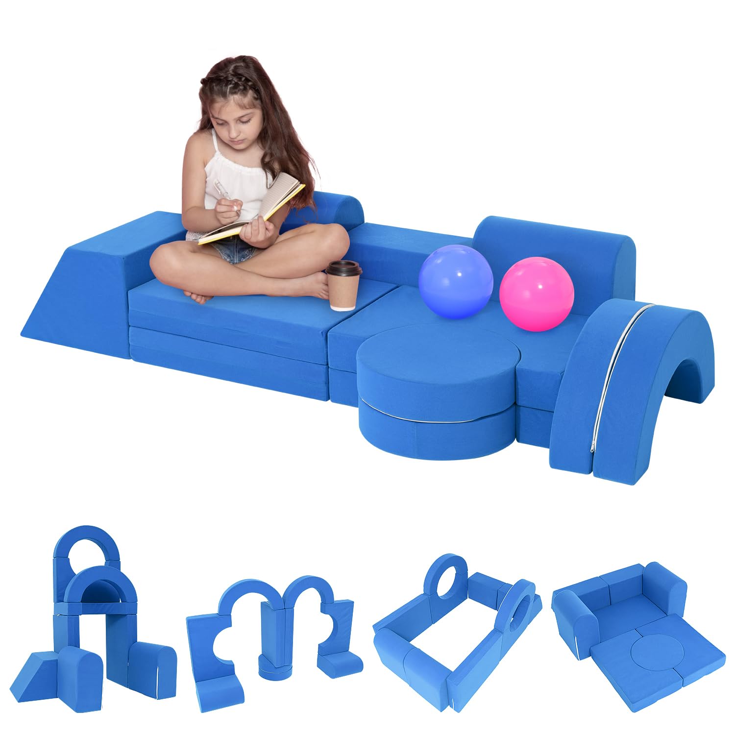 Snapklik.com : Fivetry Modular Kids Play Couch - 12pcs Convertible Sofa ...