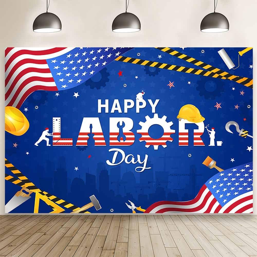 Amazon.com : MEHOFOND 7x5ft Happy Labor Day Backdrop Worker Holiday ...