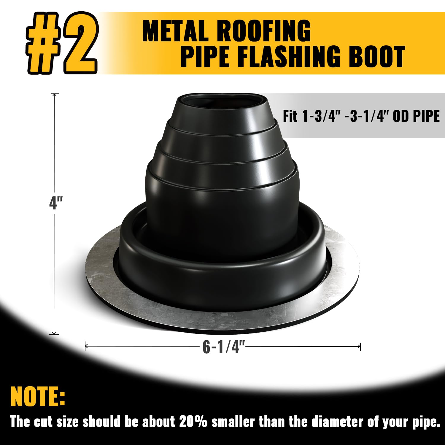 Snapklik.com : #2 EPDM Metal Roof Pipe Flashing Boot, Flexible Roof ...