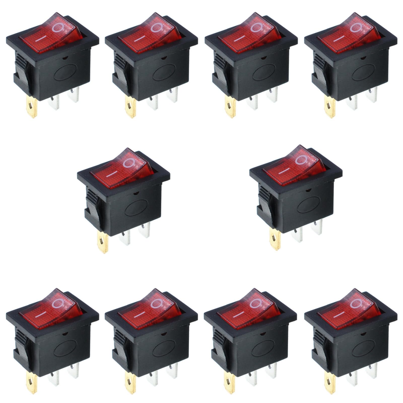 Appliance Control Switch Heyiarbeit 10-Pack KCD11 - 250V/6A 2-Pin Red ...