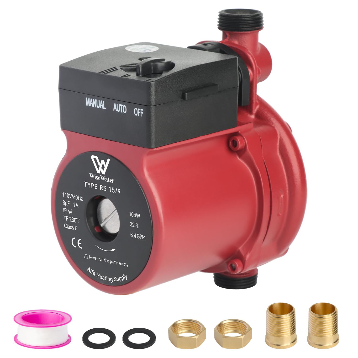 Wisewater Automatic Circulating Pump 108w 110v Dual Control Hot Water ...