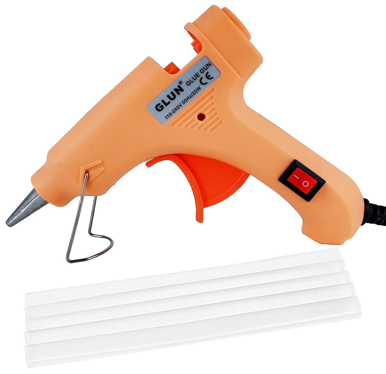 20 Watt Glue Gun Peach Colour with 7mm Glue Sticks 6 inch, ON and Off ...