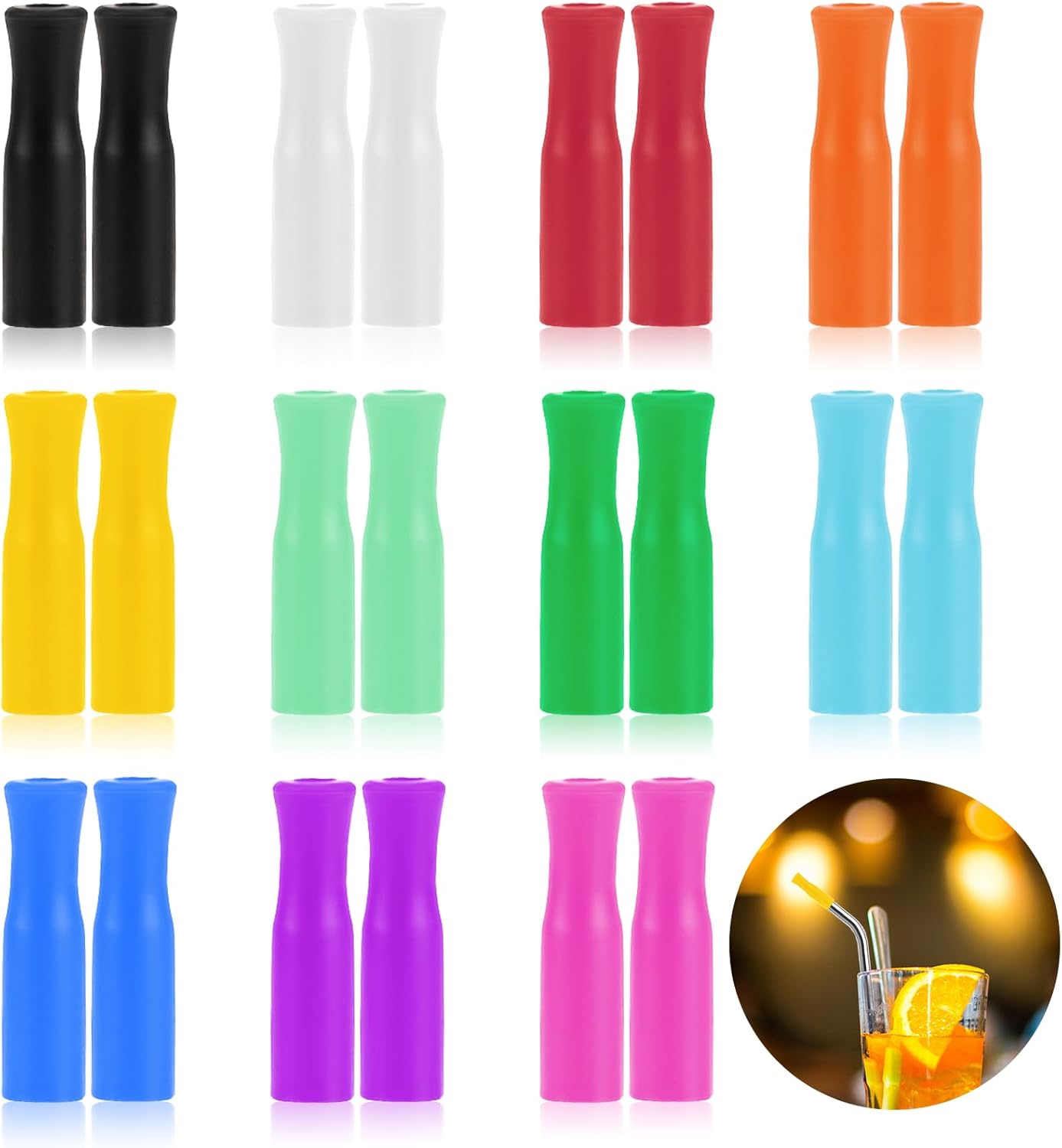 Amazon.com: Reusable Silicone Straw Tips, 22 PCS Silicone Tips for ...