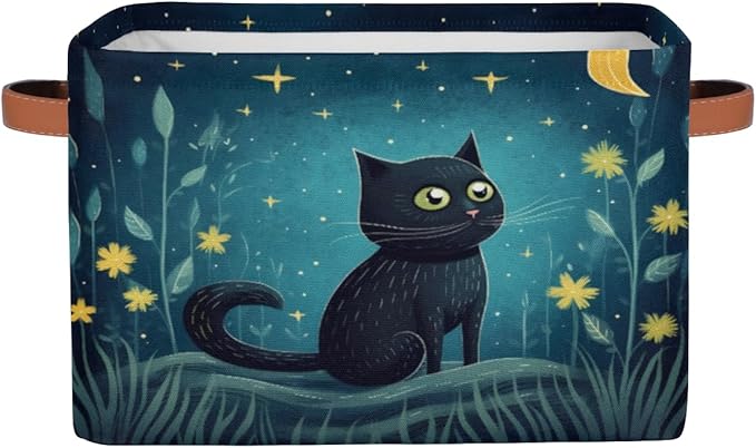 Amazon.com: OMFUNS Cute Cat Storage Basket, Star Flower Foldable ...