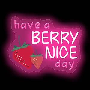 Amazon.com : Have A Berry Nice Day Neon Sign, Vintage Strawberry Decor ...