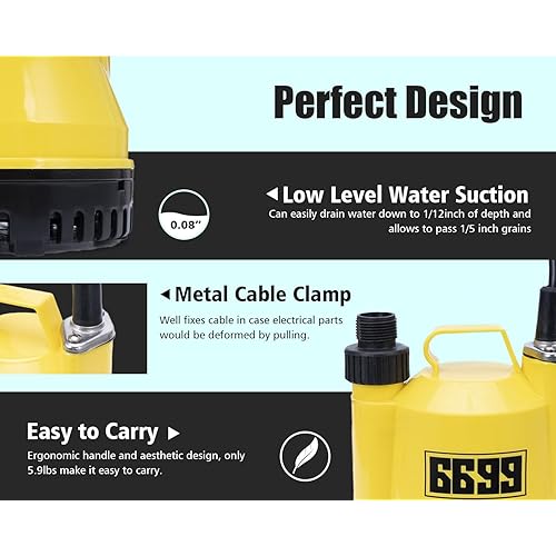 Snapklik.com : 6699 1/6HP Portable Utility Pump Submersible Small ...