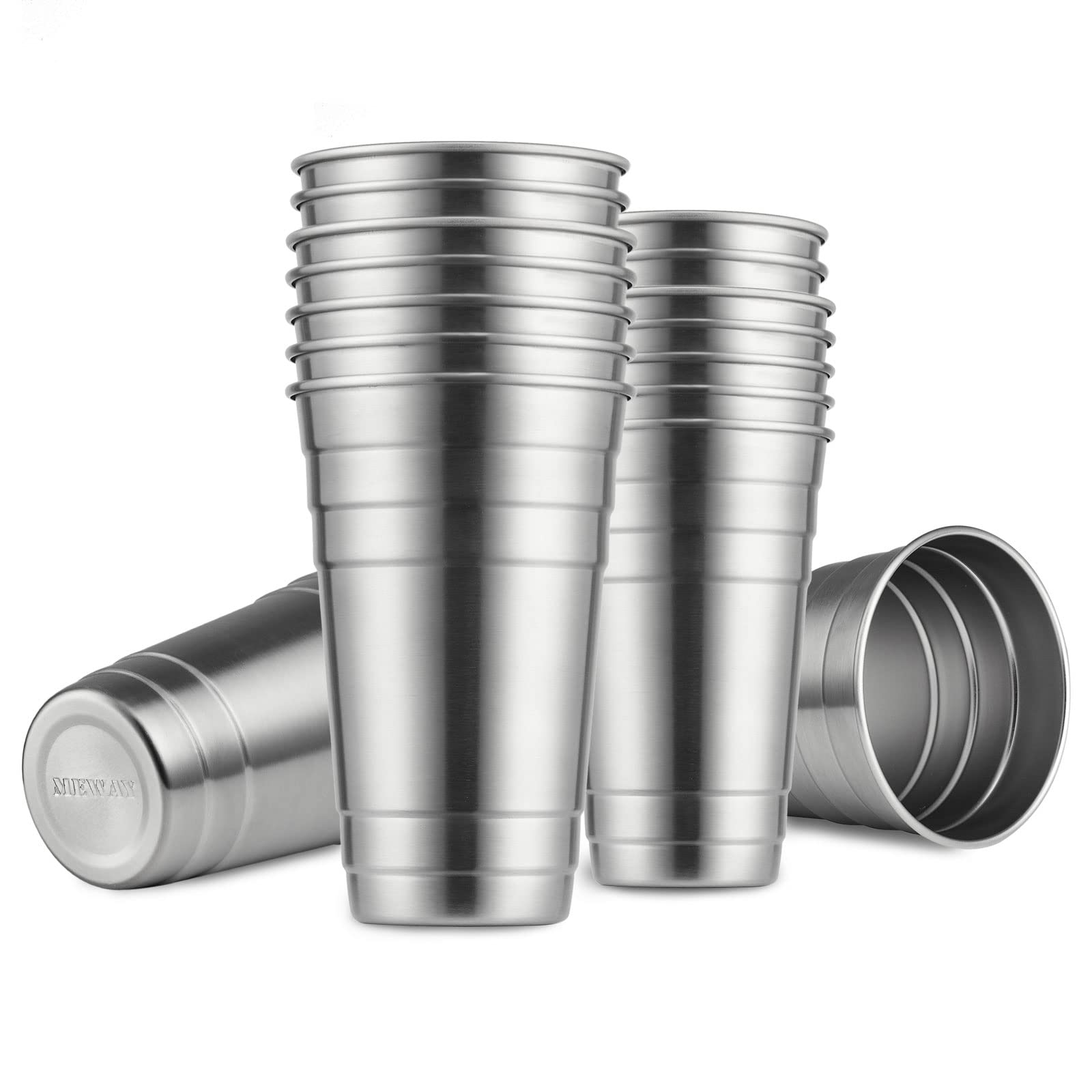Amazon.com: MEWAY Premium Stainless Steel Cups 24 oz Pint Cup Tumbler ...