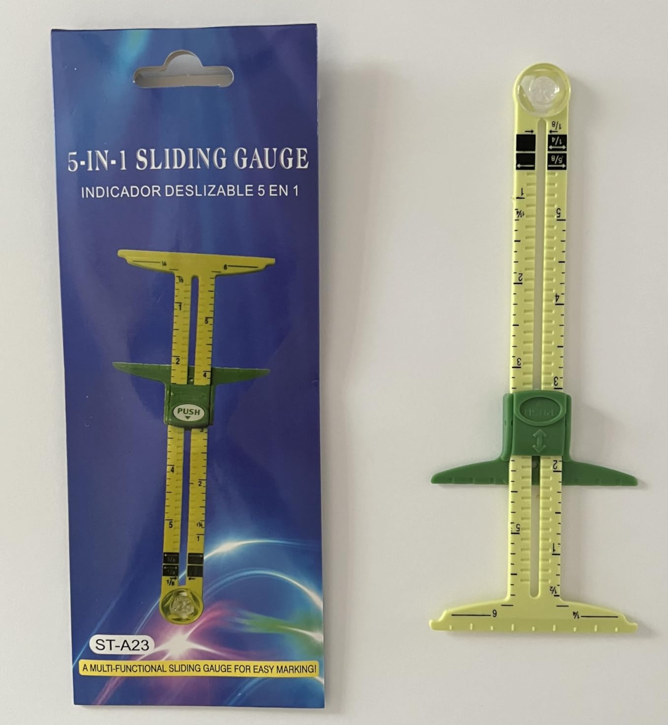 5-in-1 Sliding Gauge with No-Hassle Triangles Gauge Sewing Measuring ...