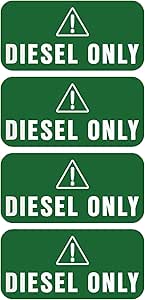 Amazon.com: Pack 4 Weatherproof Diesel Fuel Stickers - Diesel Only ...