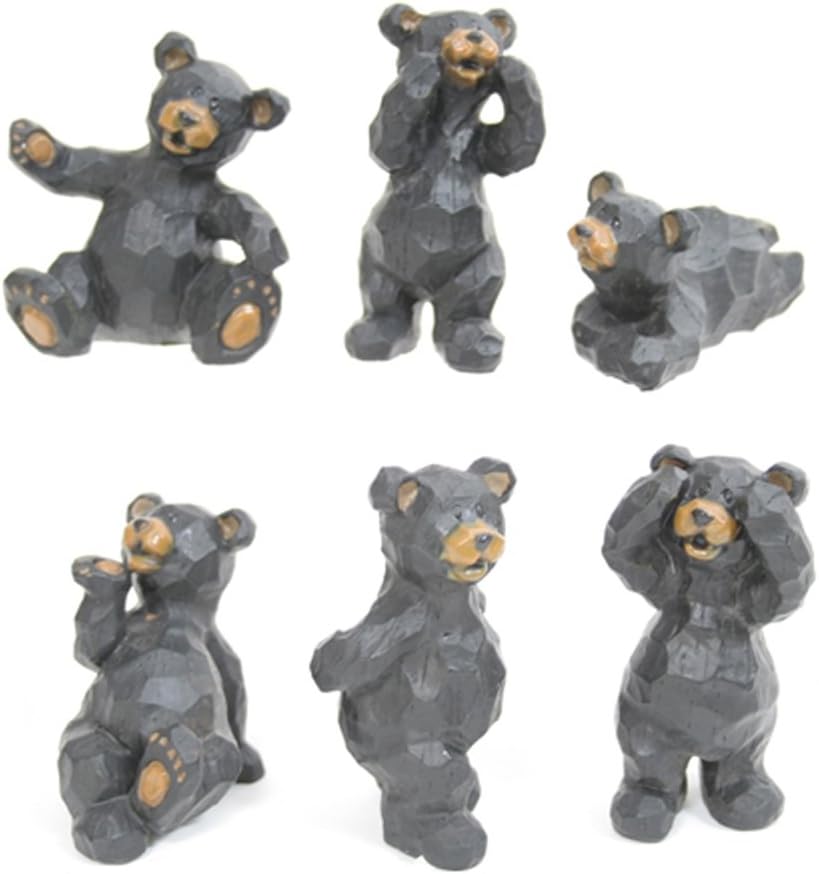 Amazon.com: Slifka Sales Company Set of 6 Black Bear Poses Resin ...