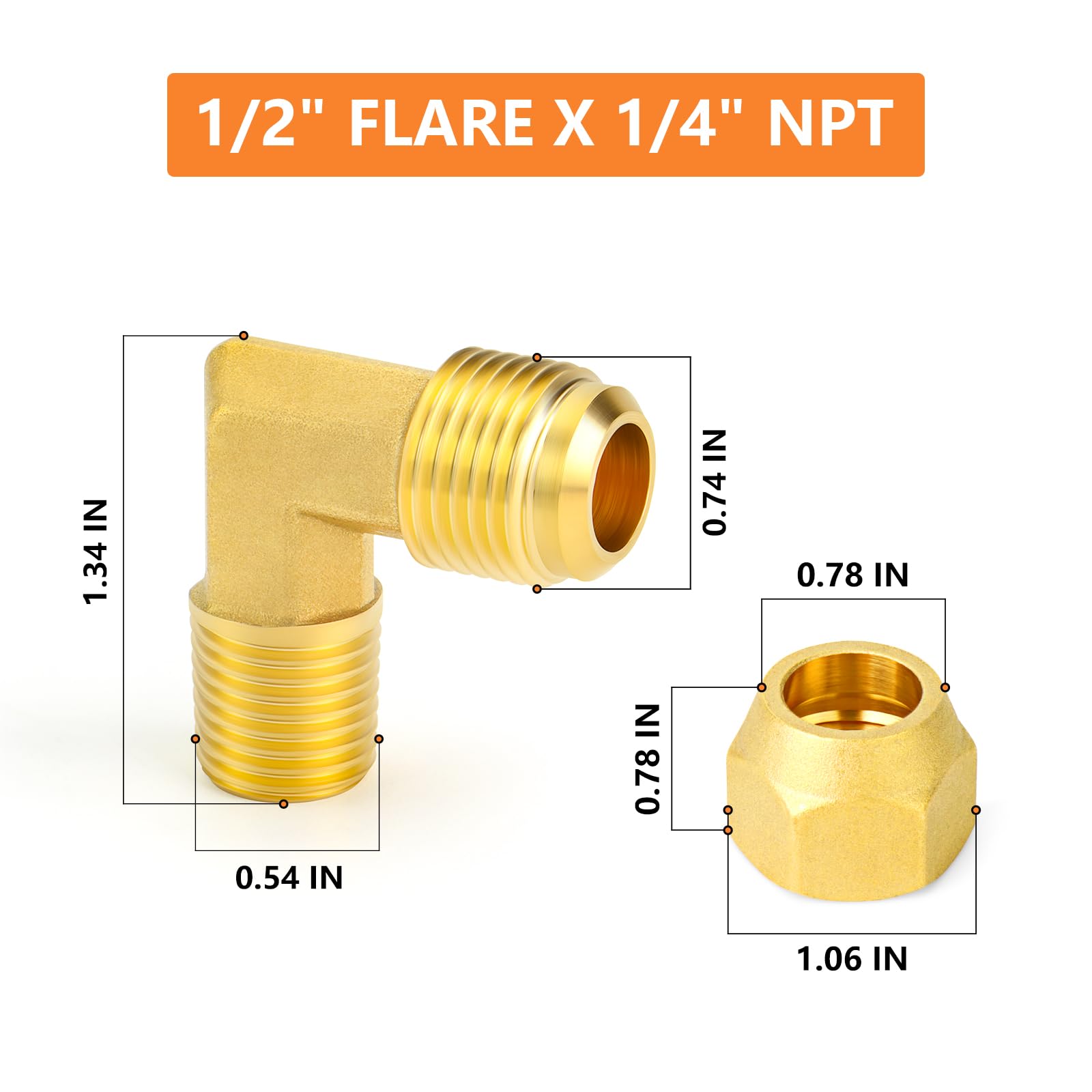 Snapklik.com : GASHER 2PCS Brass Tube Fitting Elbow Adapter 1/2 Inch ...