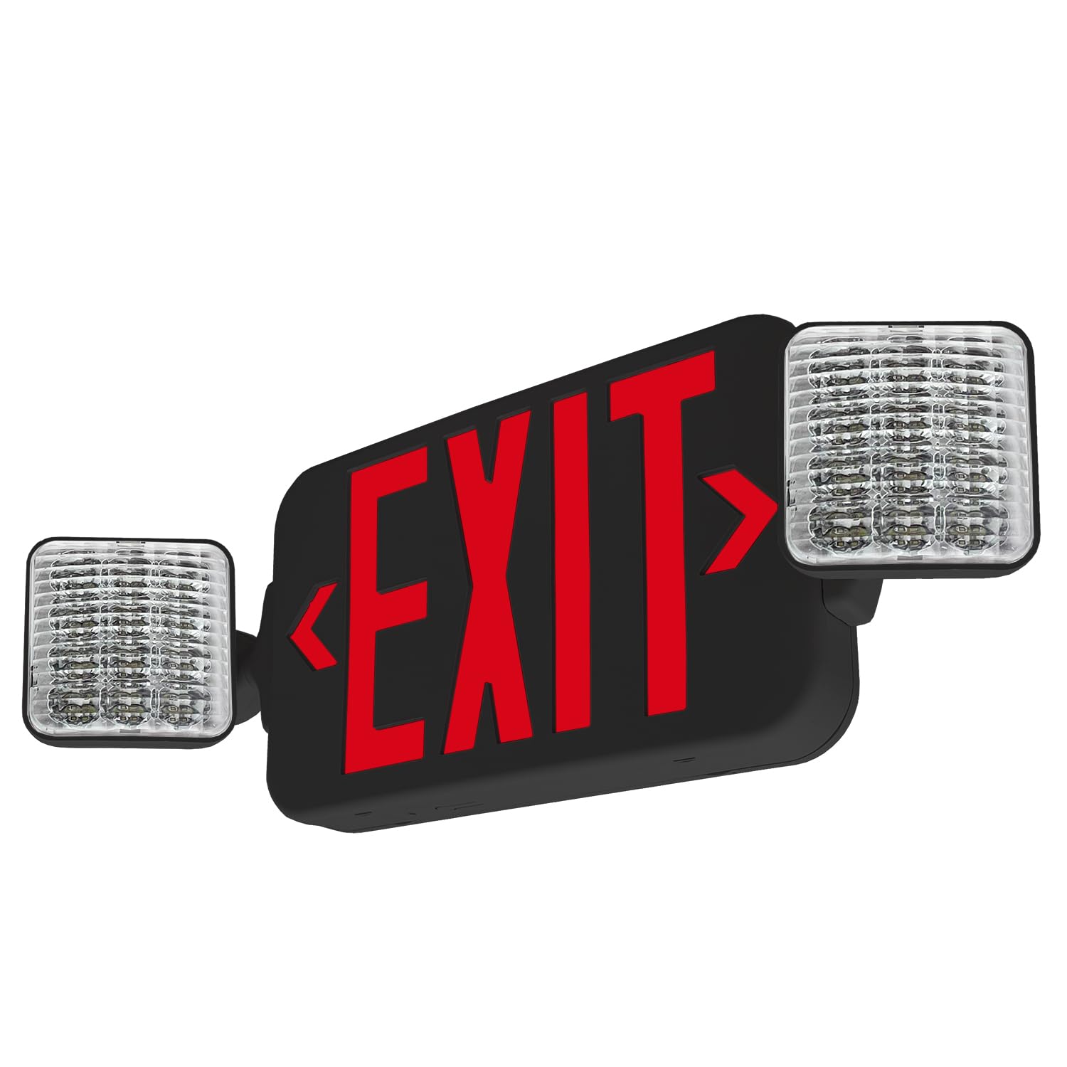 LFI Lights | Combo Red Exit Sign with Emergency Lights | Black Housing ...