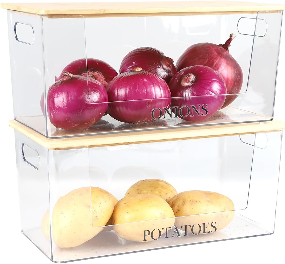 Amazon.com: Xbopetda Potato Onion Storage Container, Clear Stackable ...