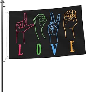 Amazon.com : Deaf Awareness Sign Language Love Flag 2x3 Ft Outdoor ...