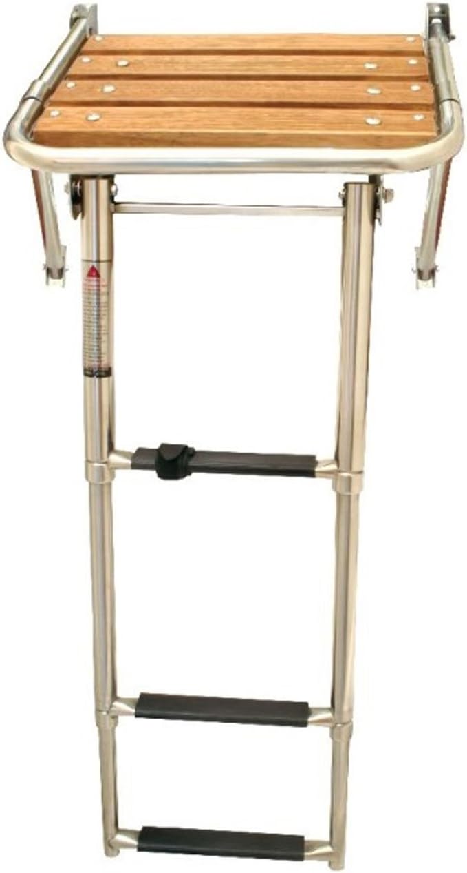 390x450 Heck Plattform Teleskop Badeleiter 3 Stufen Edelstahl Teak : Amazon.de: Baumarkt