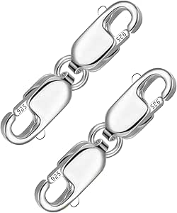 Amazon.com: 925 Sterling Silver Double Lobster Clasp Bracelet Extender ...