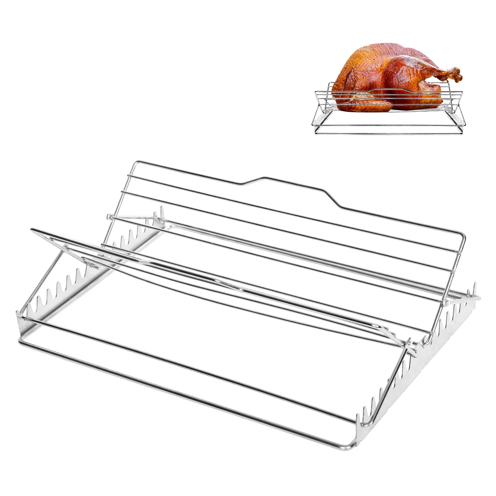Amazon.com : FIRELOOP V Adjustable Turkey Roasting Rack,Turkey Poultry ...