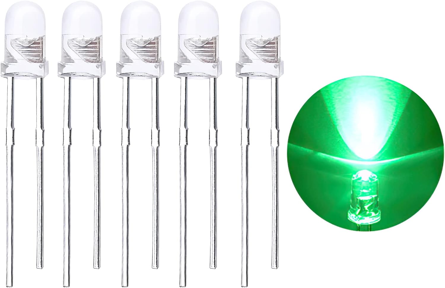(Green) 25 Degrees for Stage Light 100 Pieces 5mm high Brightness LED ...