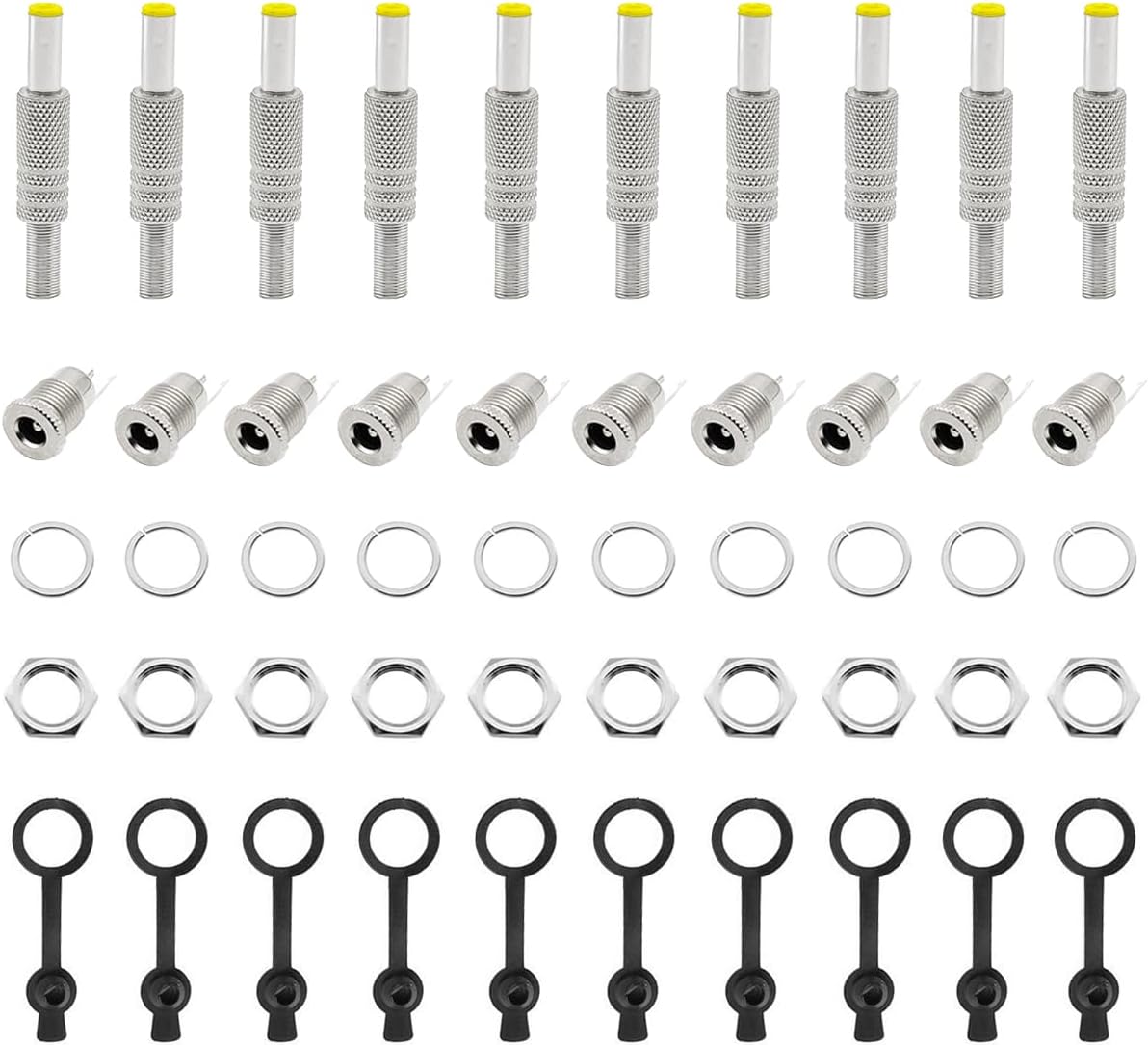 Amazon.com: 10 Pairs DC 5.5mm x 2.5mm Power Metal Connector Adapter 12V ...
